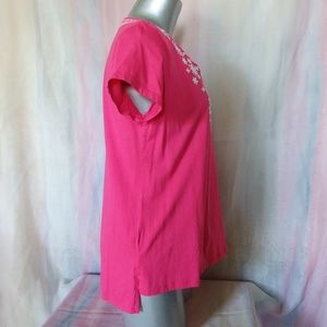 Premise | Tops | Hot Pink Tunic Top With White Embroidery | Poshmark